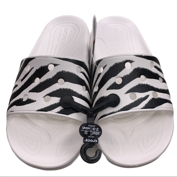 CROCS | Shoes | Crocs Zebra Animal Print Slides Sandals M5 W7 | Poshmark